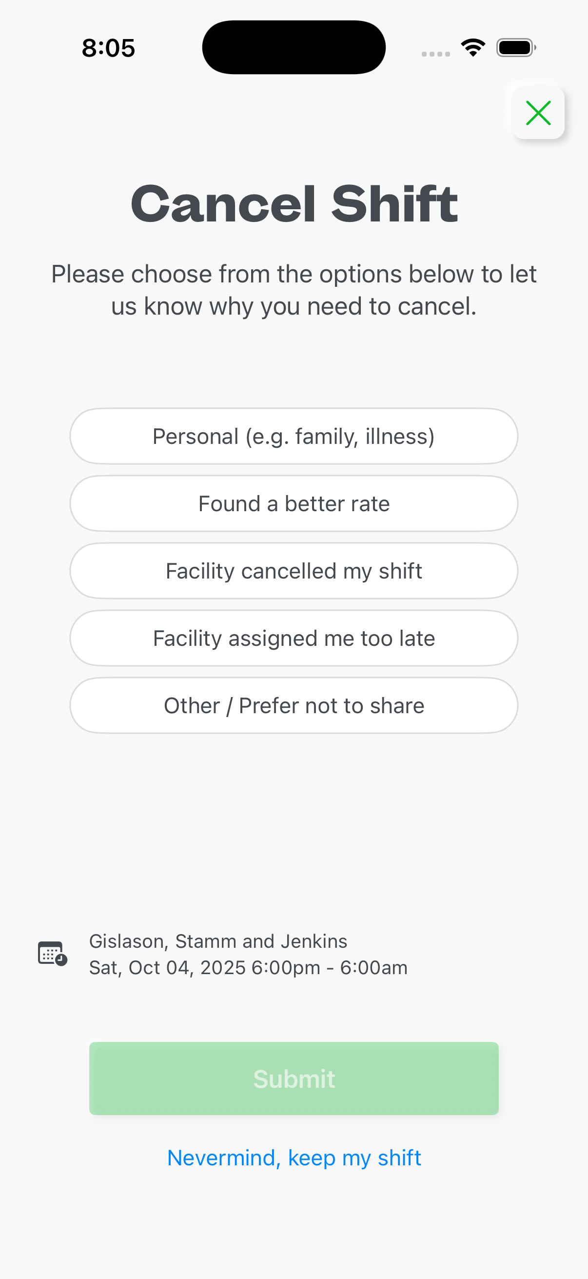 Shift Requests, Shift Approvals and Cancellations - FAQ for Professionals